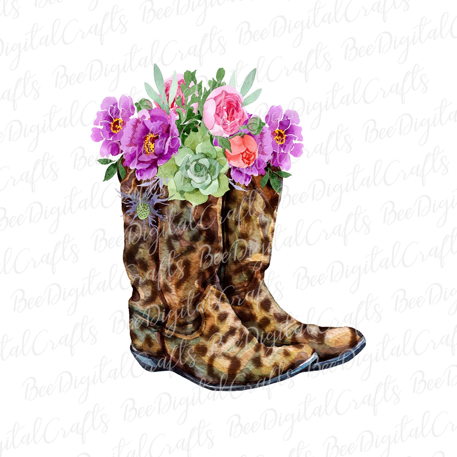 Cowgirl Western Boots Sublimation Design Leopard Boots With - Etsy