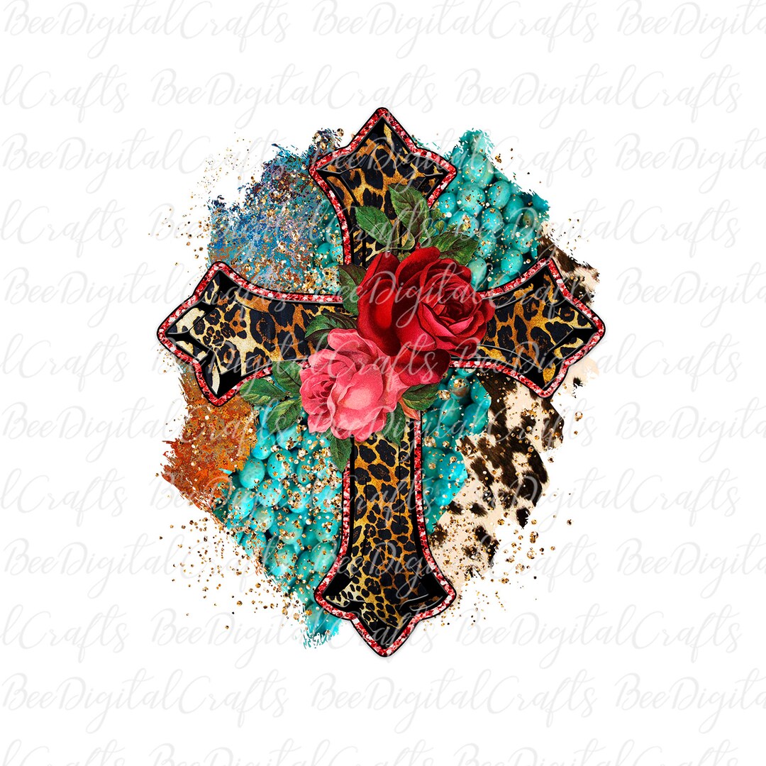 Leopard Cross PNG File for Sublimation Western Easter Sublimation ...