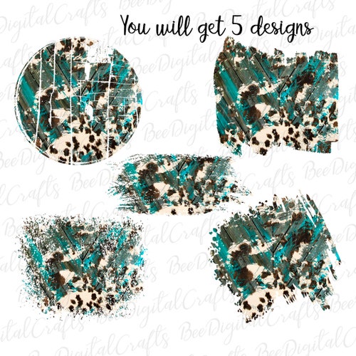 Distressed Leopard PNG Download Cow Turquoise Print Background - Etsy