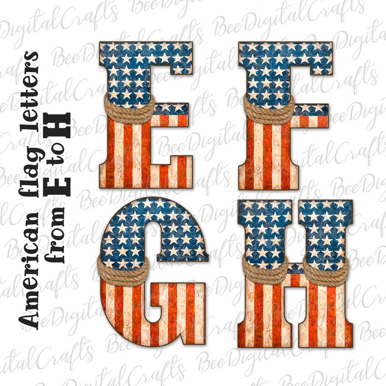 American Flag Letters PNG Download Patriotic Alphabet From E - Etsy