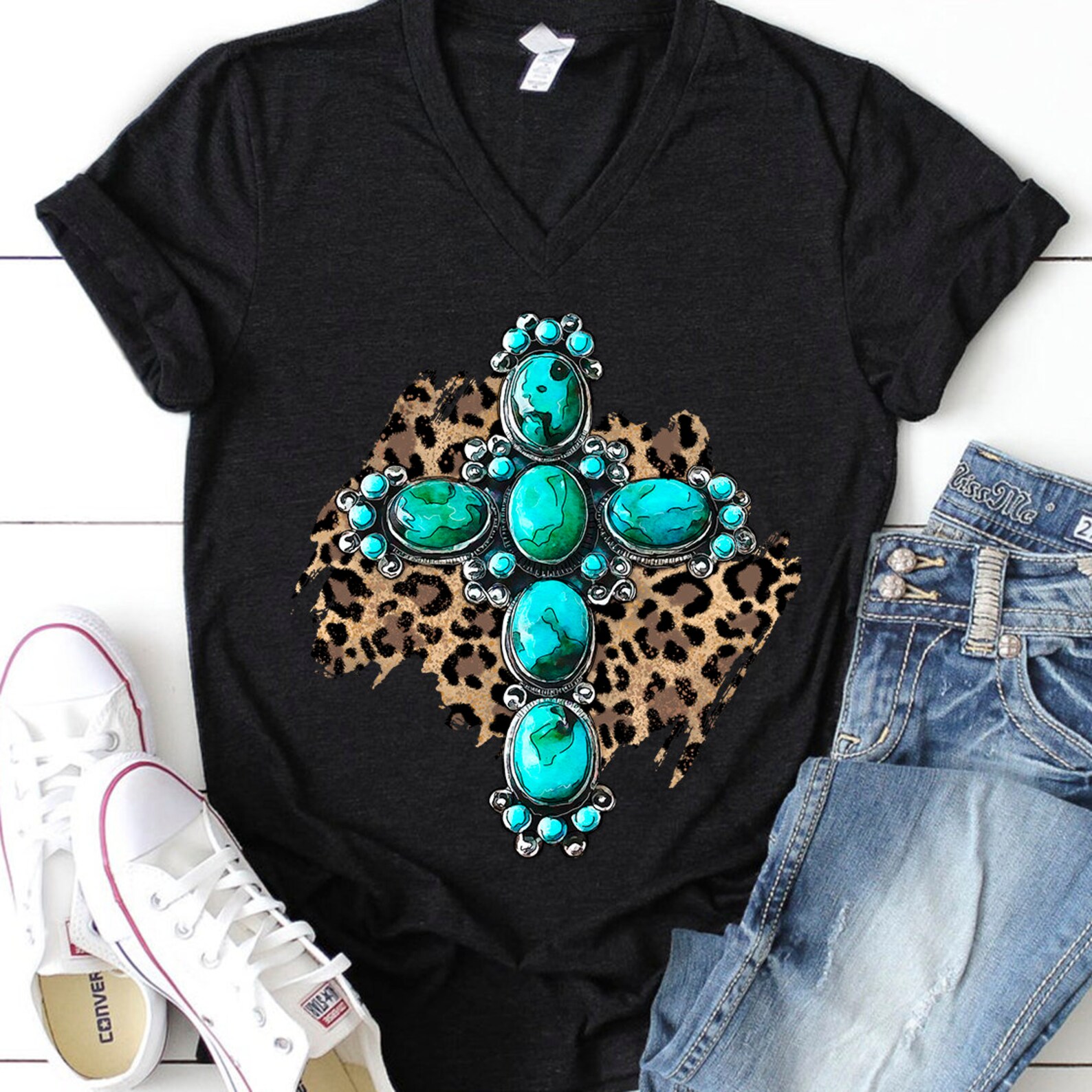 Turquoise Cross PNG Download Leopard Christian Sublimation - Etsy
