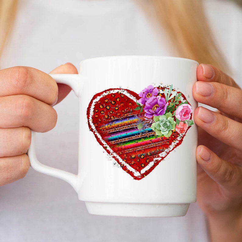 Red Serape Heart PNG Download Flower T-shirt Digital Design | Etsy