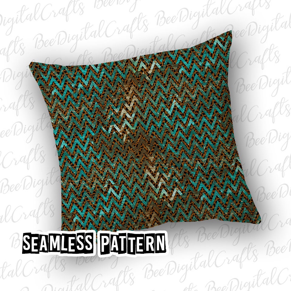 SEAMLESS Pattern Leopard Teal Leather Western Digital Fabric | Etsy