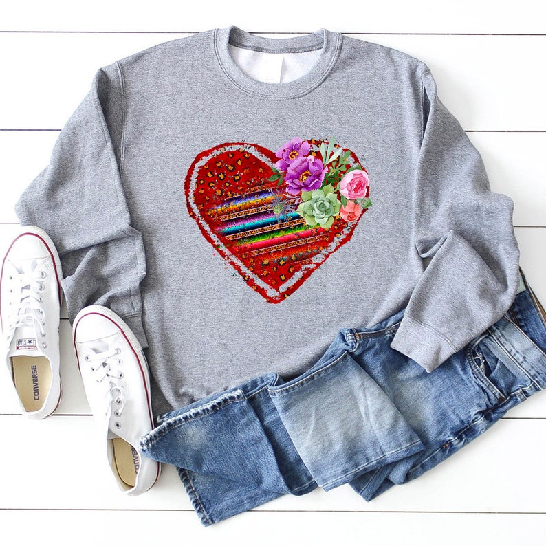 Red Serape Heart PNG Download Flower T-shirt Digital Design | Etsy