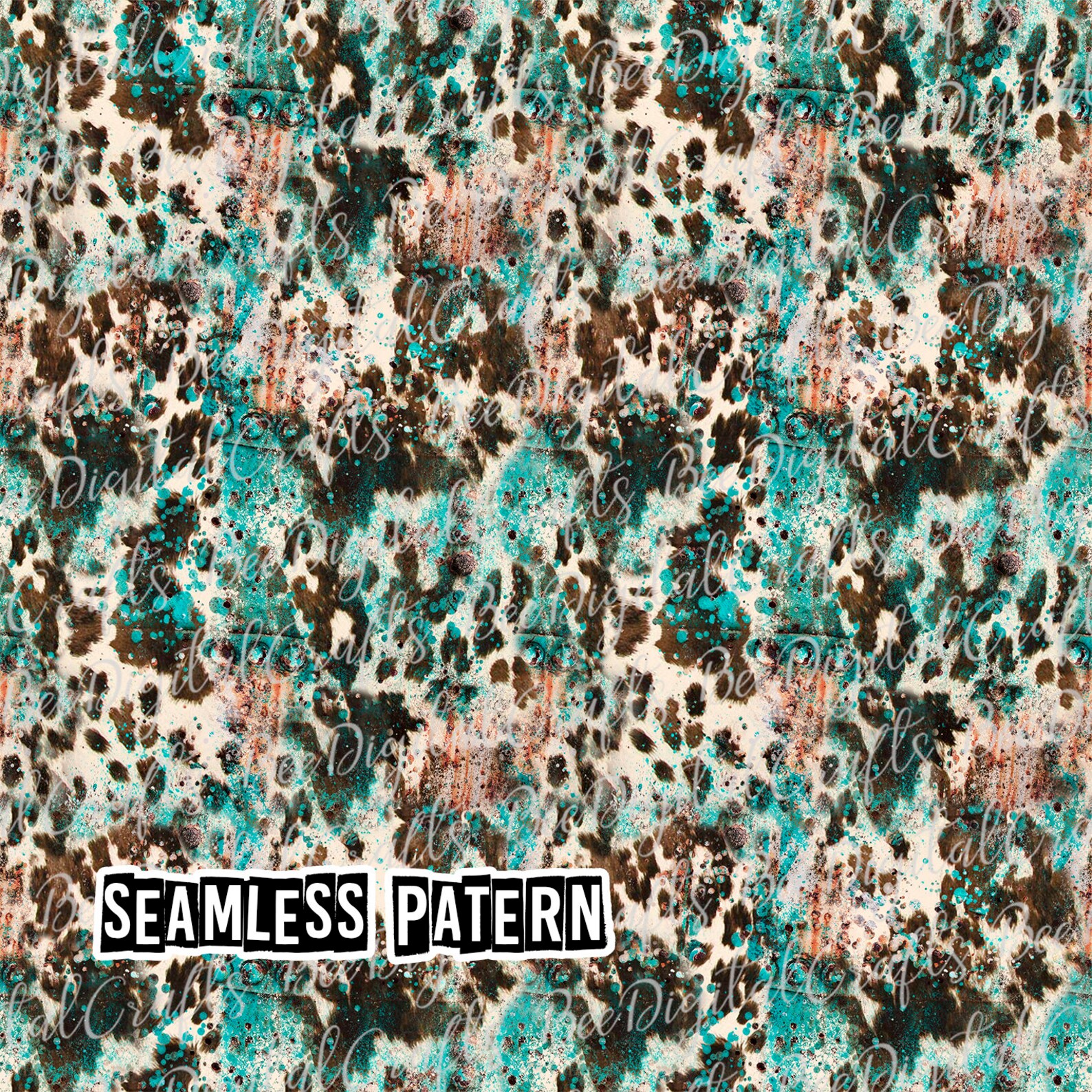 SEAMLESS Pattern Cowhide and Rustic Western Digital Fabric - Etsy
