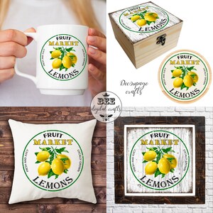 Lemon Digital Download, Fruit Market Decor, Lemon Printable Image ...