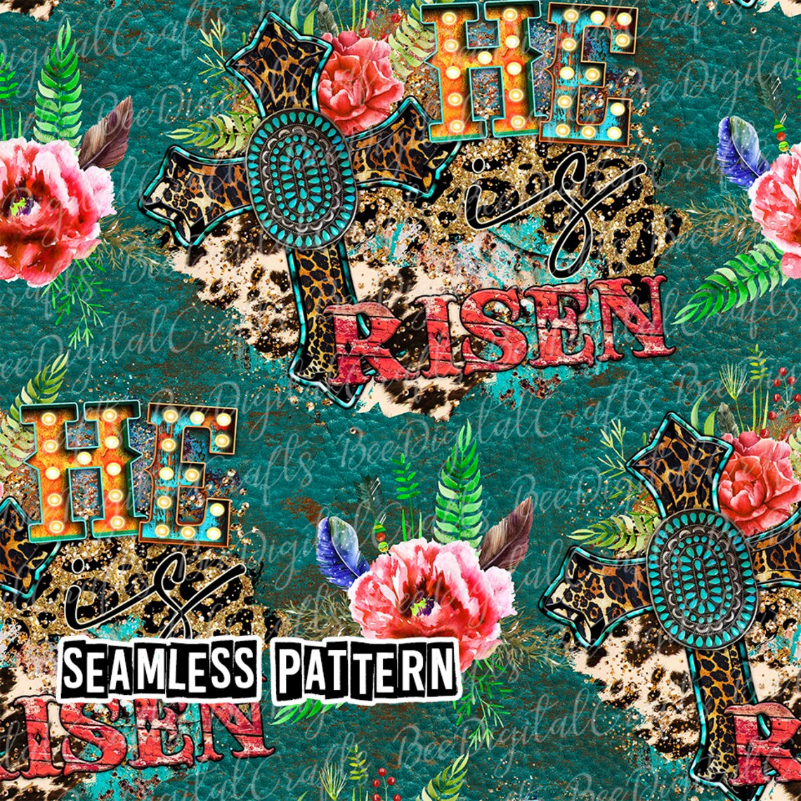 SEAMLESS Pattern Christian Turquoise Cross Western Easter - Etsy