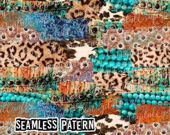 SEAMLESS Pattern Cowhide Sunflower Western Rustic Digital - Etsy
