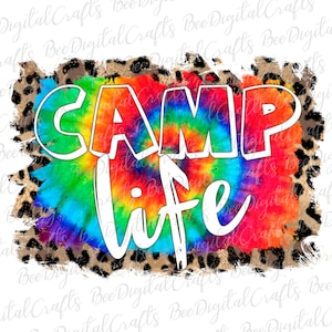 Camp Life Sublimation Design Leopard and Tie Dye PNG Download Summer ...
