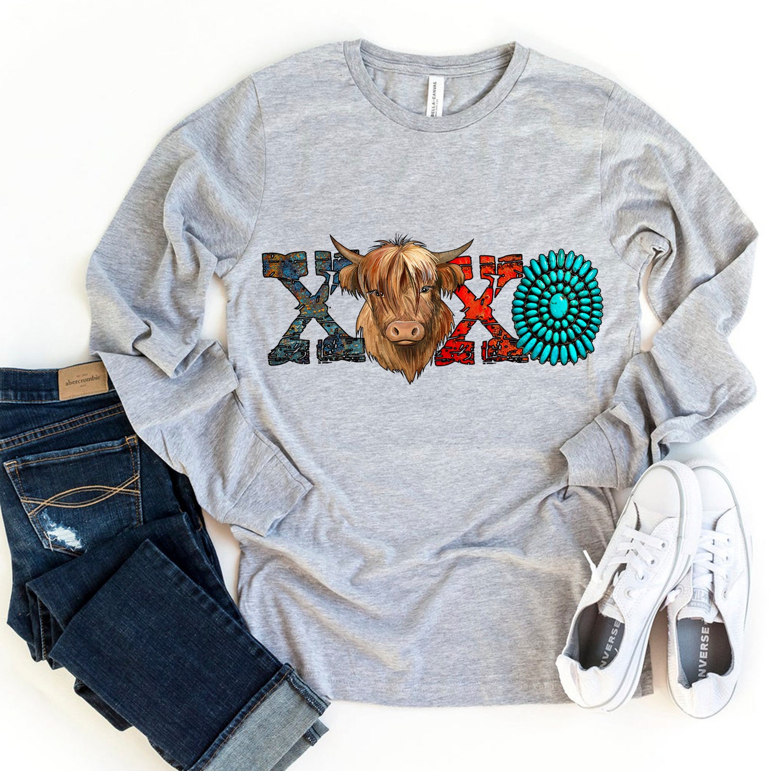 Xo Xo Turquoise and Highland Cow PNG Download Valentine's - Etsy