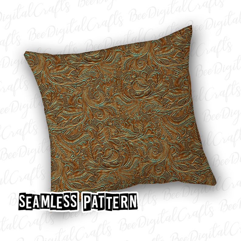 SEAMLESS Pattern Patina Tooled Leather Design Western Digital - Etsy