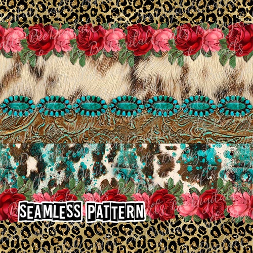 SEAMLESS Pattern Cowhide and Rustic Western Digital Fabric - Etsy