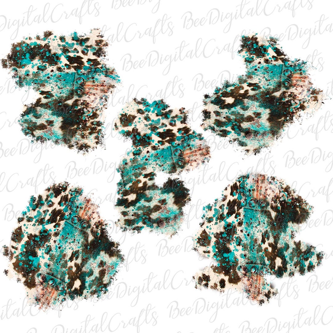 Cowhide Teal Patch Sublimation Design Western Background PNG File for ...