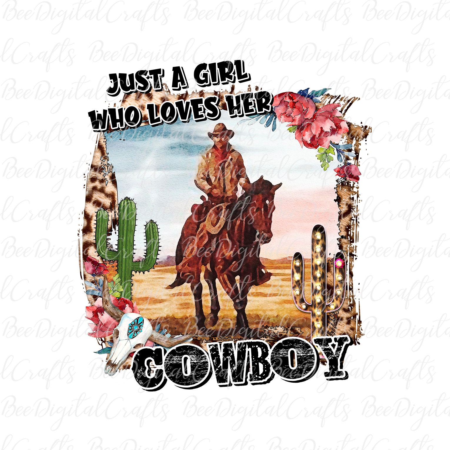 Just a Girl Who Loves Her Cowboy PNG Download Western Sublimation ...