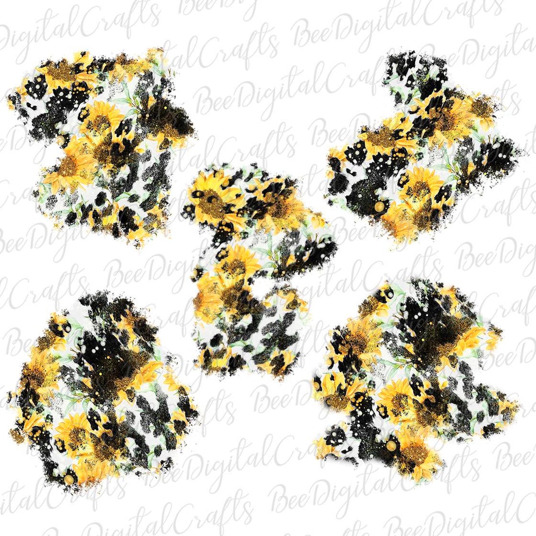 Sunflower Cowhide Patch Sublimation Design Western Background PNG File ...