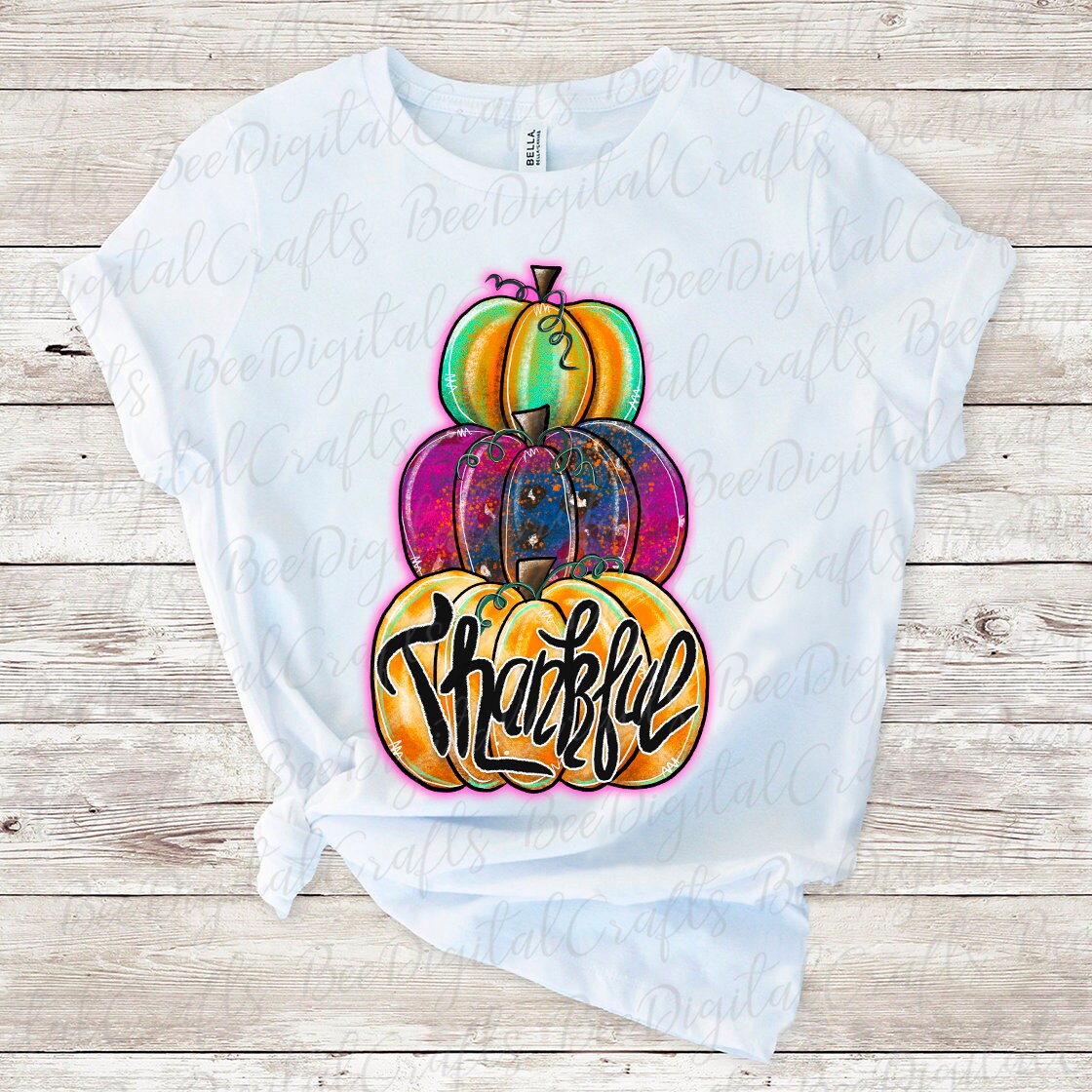 Watercolor pumpkin sublimation design Thankfull PNG download | Etsy