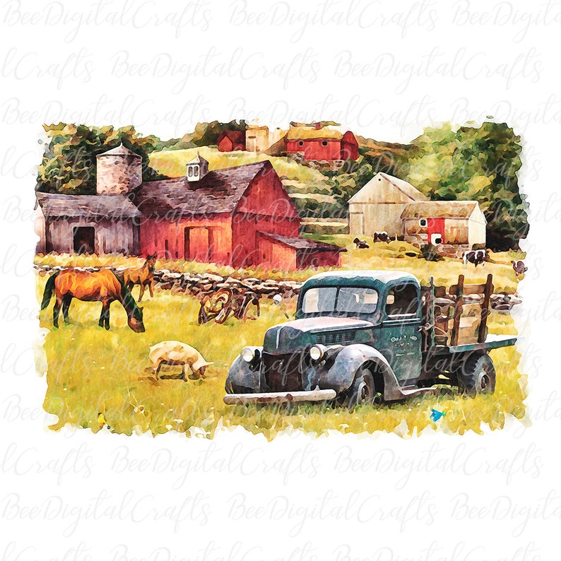 Farm Life Sublimation Download Watercolor Farm Digital PNG - Etsy