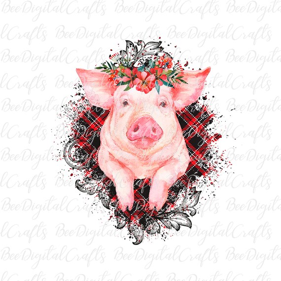Pig PNG Download Animal Sublimation Design Watercolor - Etsy