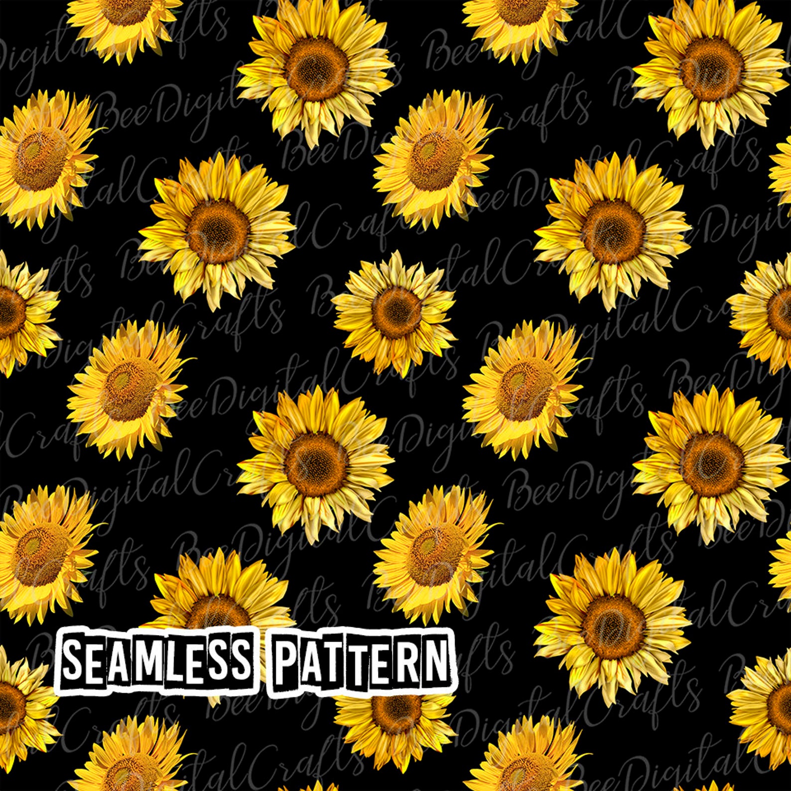 SEAMLESS Pattern Sunflower Floral Digital Fabric Design Flower - Etsy
