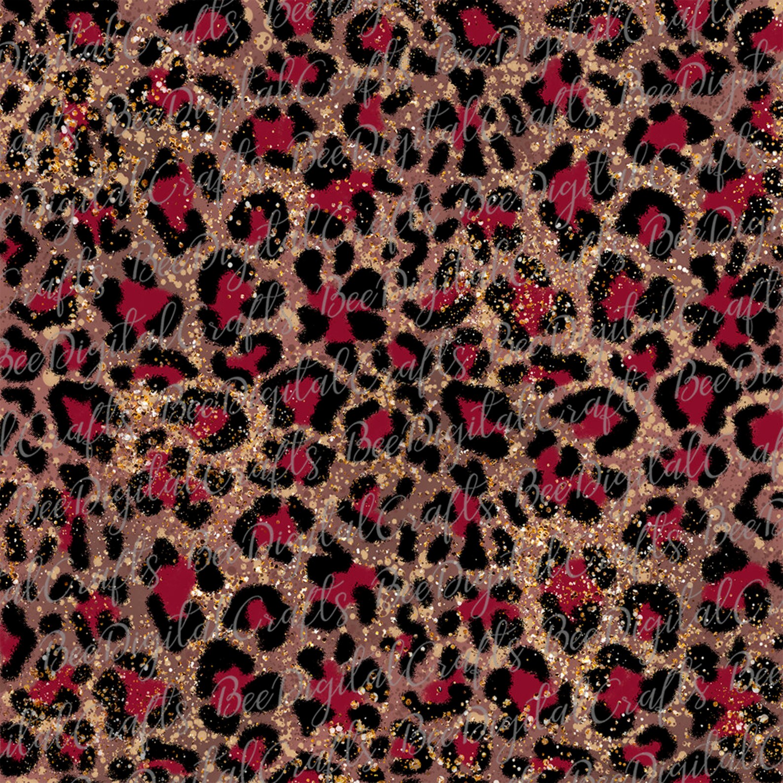 Hand Drawn Leopard Print Sublimation Design Cheetah Burgundy Digital ...