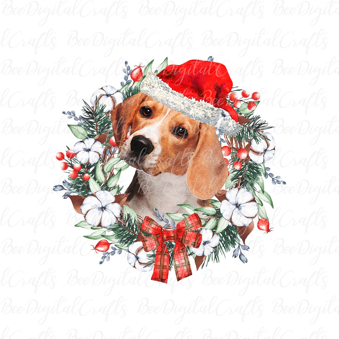 Christmas Beagle PNG Download Sublimation Watercolor Dog PNG ...