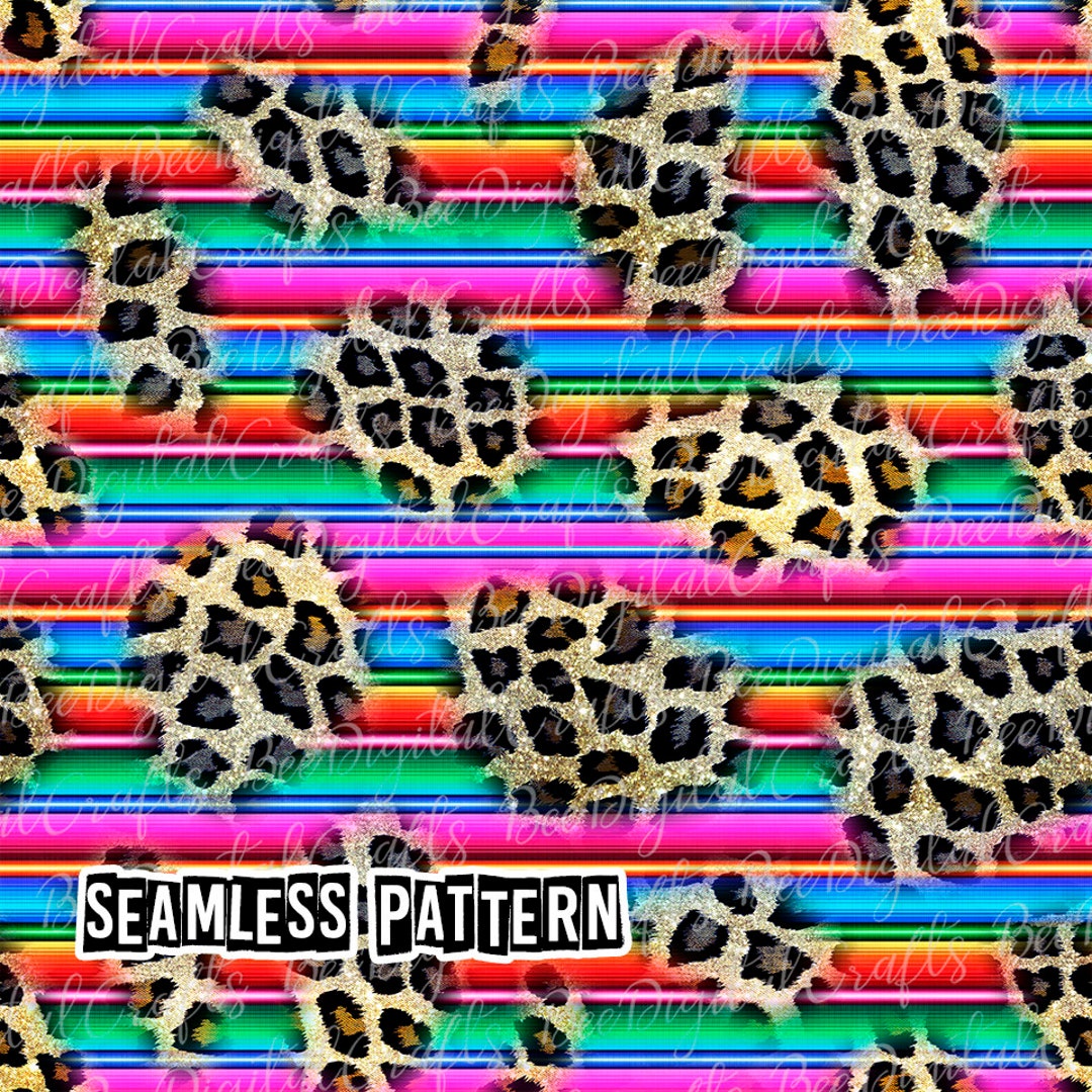 SEAMLESS Pattern Serape Leopard Western Digital Fabric Design Cheetah ...