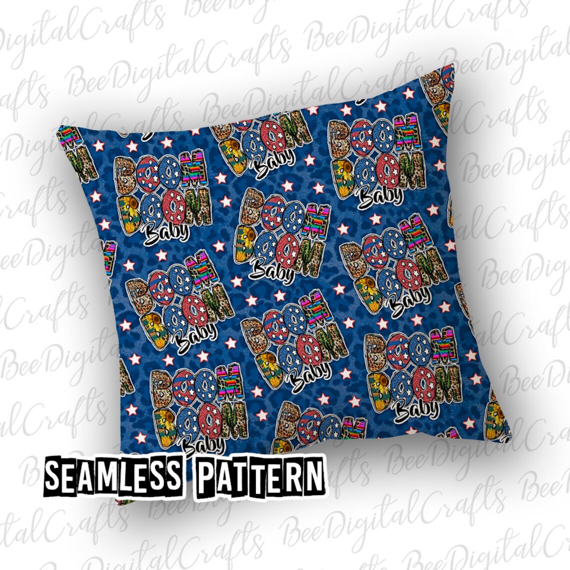 SEAMLESS Boom Boom Baby Design Navy Blue Leopard Digital - Etsy
