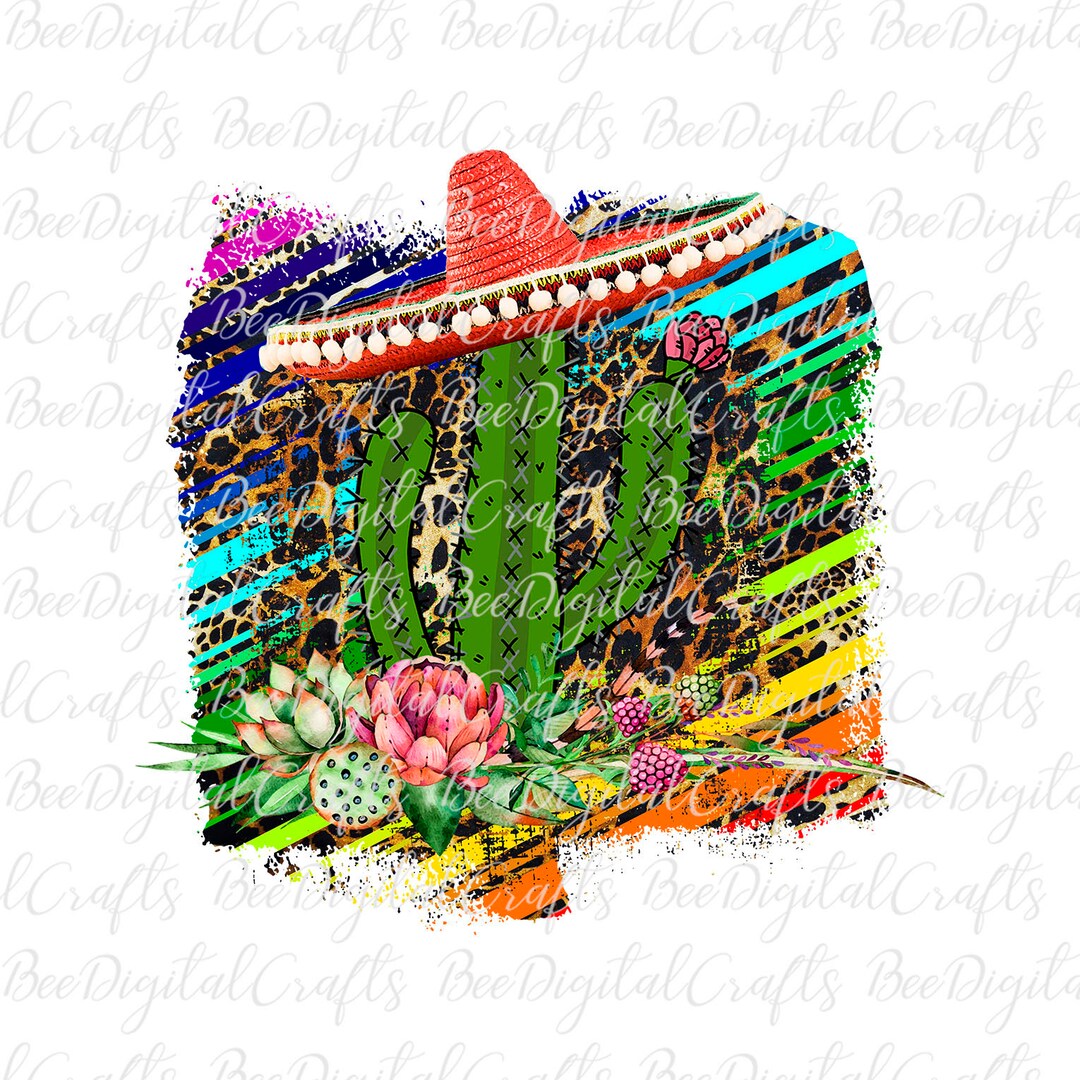 Serape Cheetah Cactus PNG Download Leopard T-shirt Digital Design ...