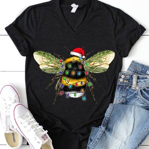 Christmas Bee With Santa Hat PNG Download Watercolor Holiday Bee ...