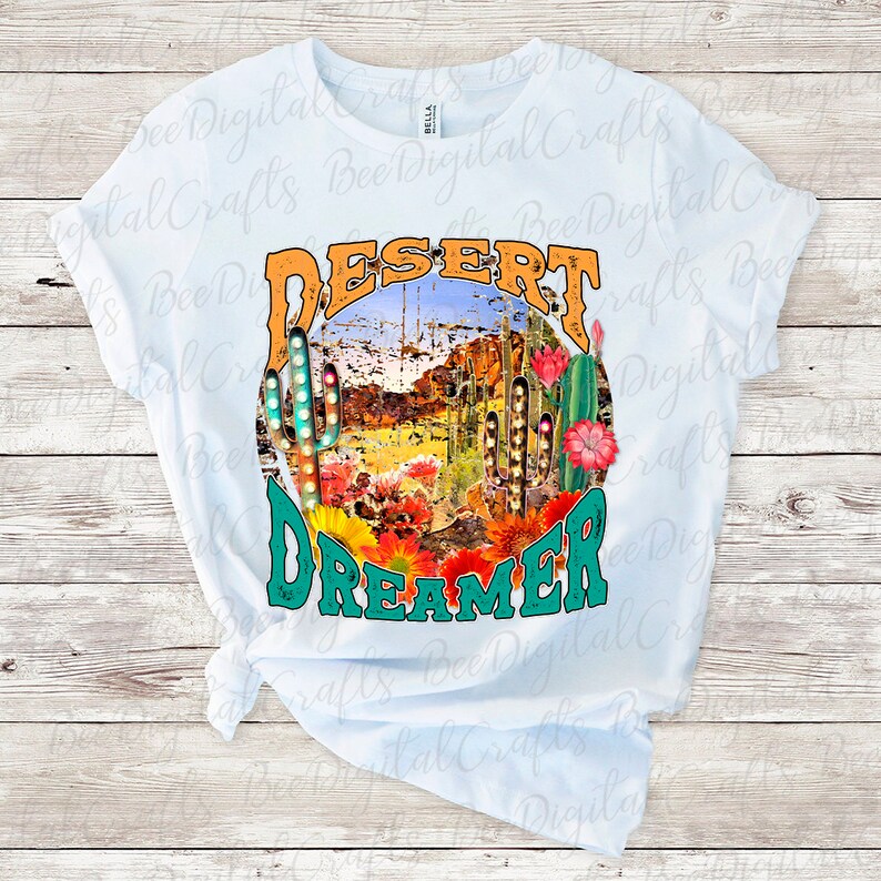 Desert dreamer PNG download Western sublimation design Cactus | Etsy