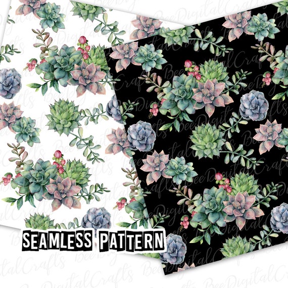 SEAMLESS Pattern Succulent Floral Digital Fabric Design Plants | Etsy