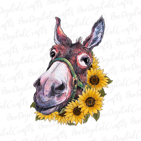 Donkey With Sunflower Sublimation Design Farm Animal PNG - Etsy