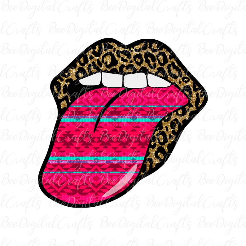 Leopard Lips and Aztec Tongue PNG Download Western Lips - Etsy