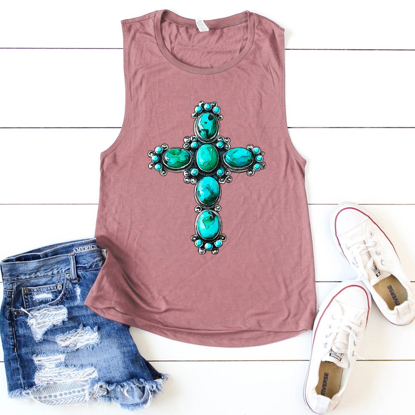Turquoise Cross Sublimation Design Western Cross PNG File for - Etsy