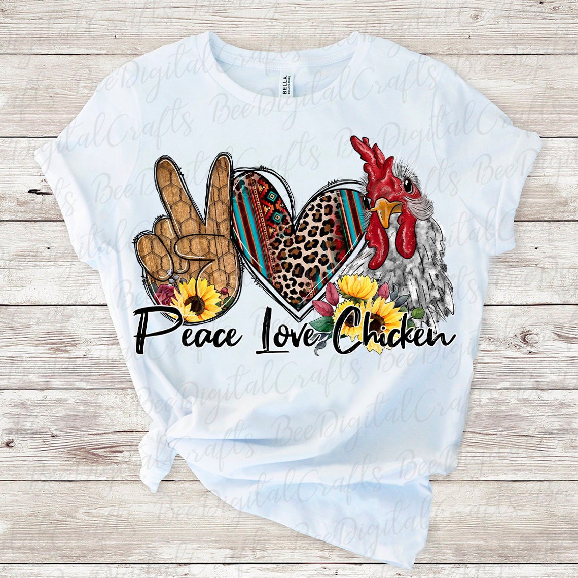 Peace Love Chicken Sublimation Design Farm Animal and Sunflower PNG ...