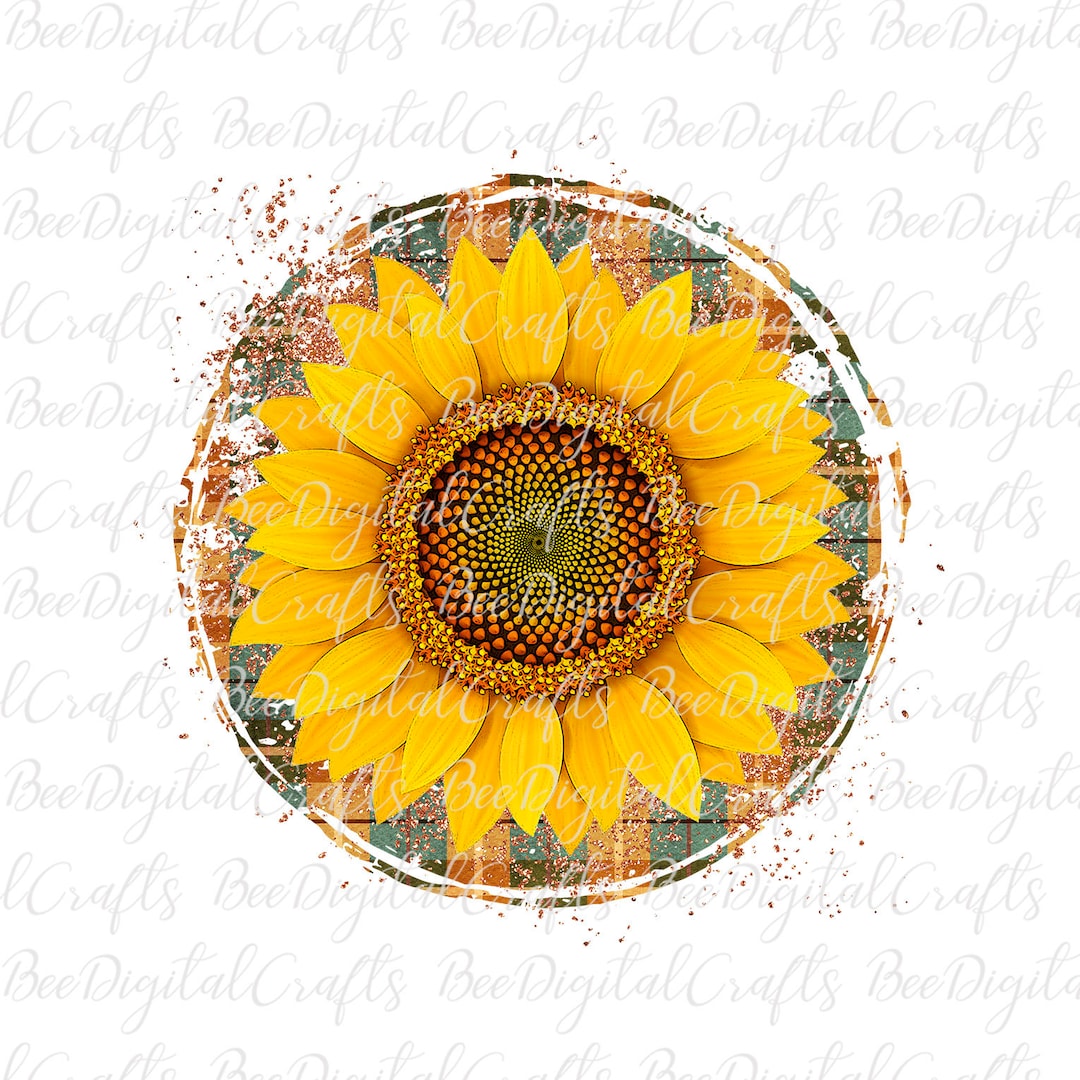 Glitter Sunflower PNG Download Iron on Image T-shirt Design Floral ...