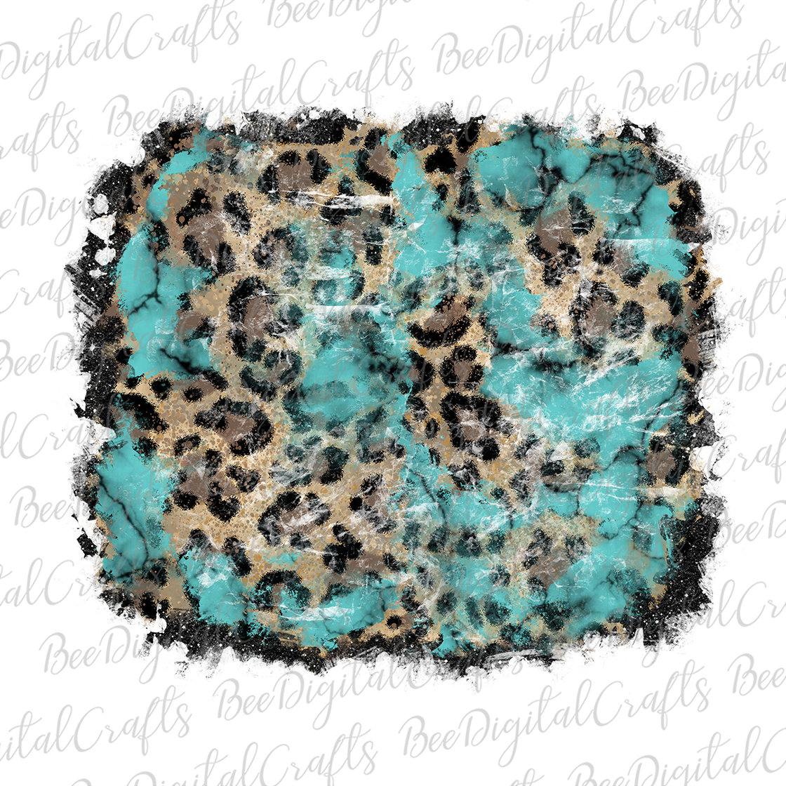 Leopard and Turquoise Background PNG Download Western - Etsy