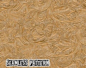 SEAMLESS Pattern Patina Tooled Leather Design Western Digital | Etsy