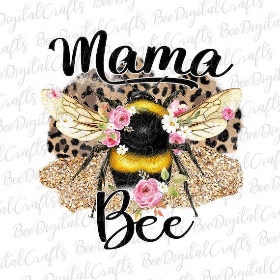 Mama Bee Sublimation Design Glitter Leopard With Flower PNG - Etsy