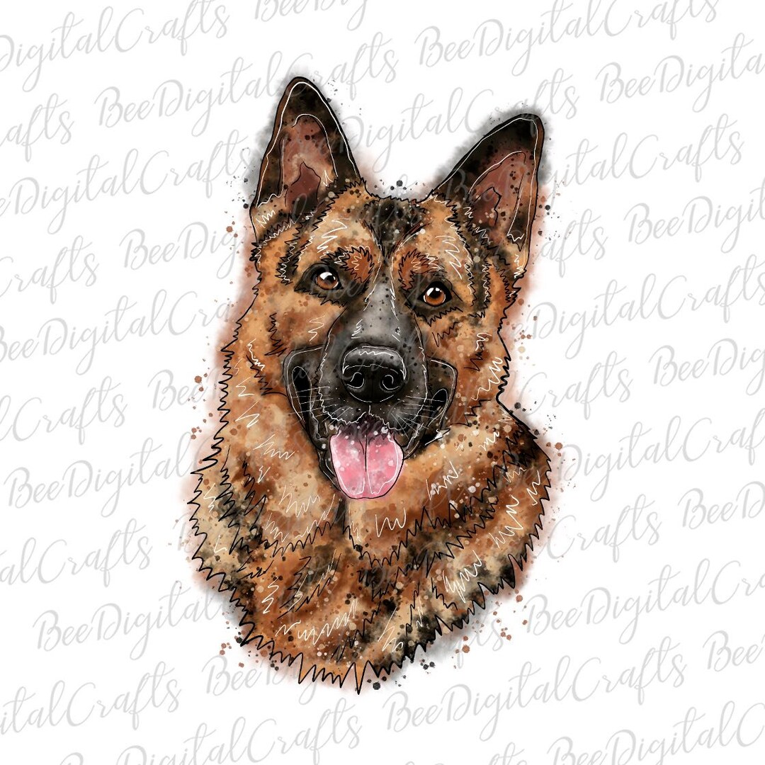 Shepherd PNG Download Watercolor Dog Sublimation Design Hand Drawn ...