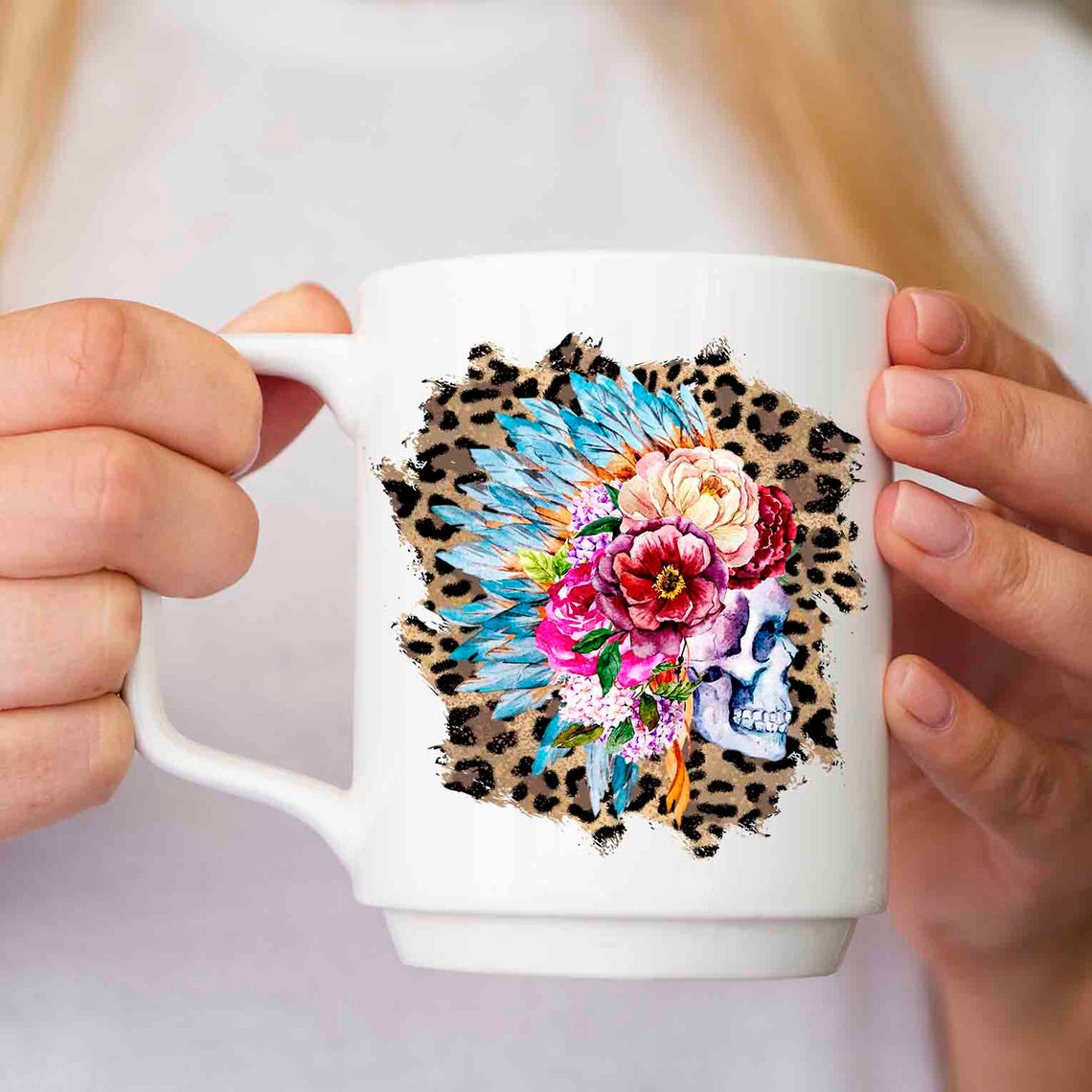 Floral Skull Leopard Print Background PNG Download - Etsy