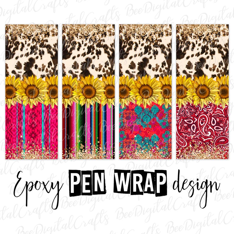 Cowhide Sunflower Pen Wrap Template Western Ink Joy Wrap Download 