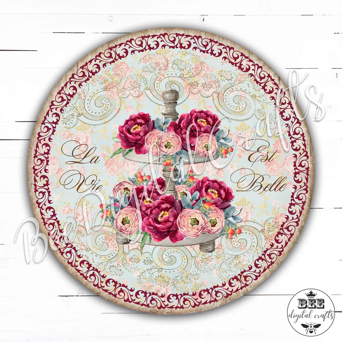 12 Inch Large Circle Images French Circle Sign for Wreath - Etsy