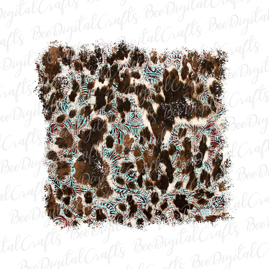 Western Grunge Background PNG Download Cowhide and Tooled - Etsy