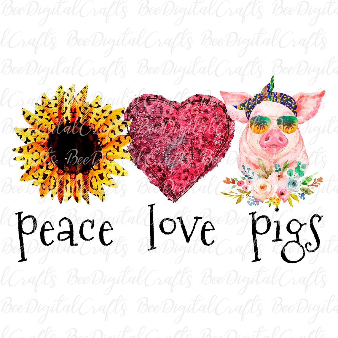 Peace Love Pigs PNG Download Farm Animal Sublimation Design - Etsy