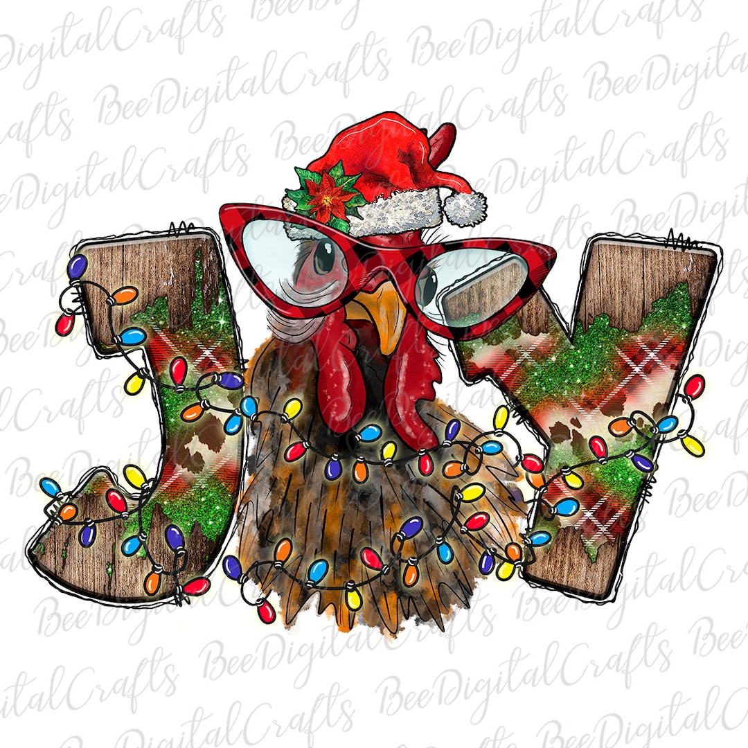 Joy Chicken With Glasses and Hat PNG Download Christmas Farm Animal ...
