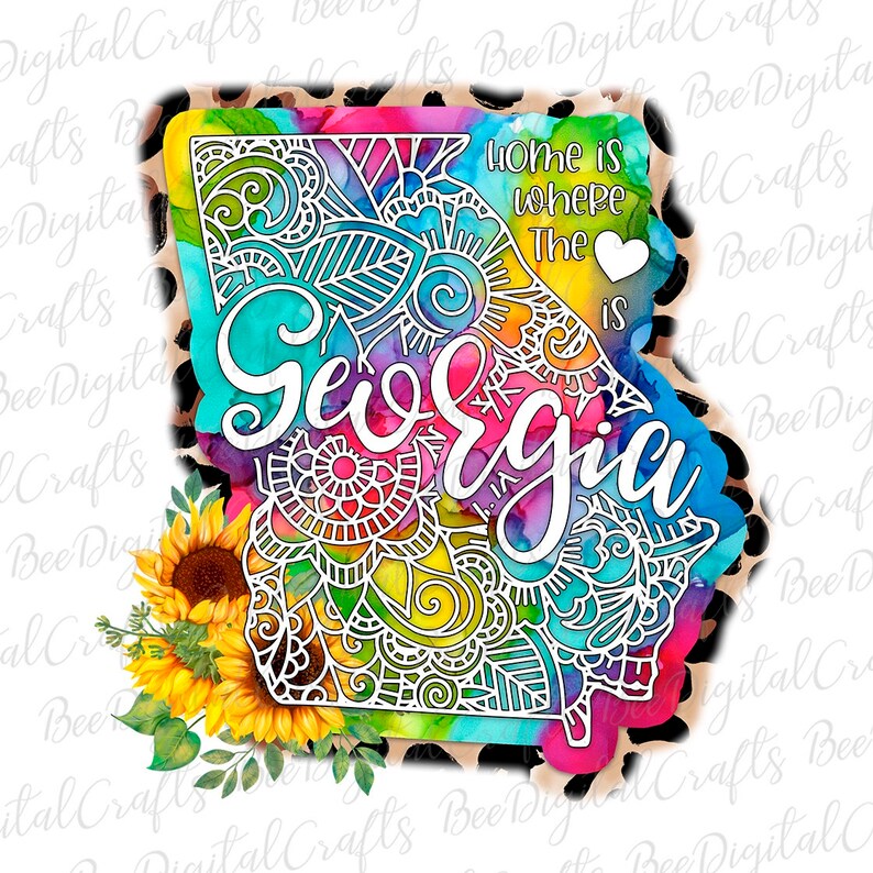 Georgia Sublimation Design Leopard Rainbow Sunflower PNG - Etsy