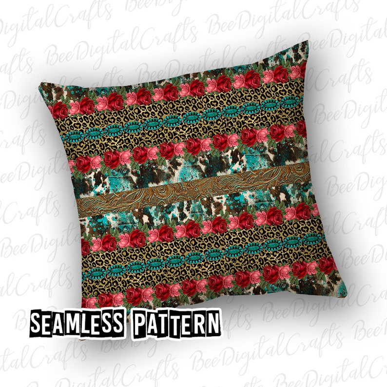 SEAMLESS Pattern Cowhide and Leopard Western Tooled Leather - Etsy