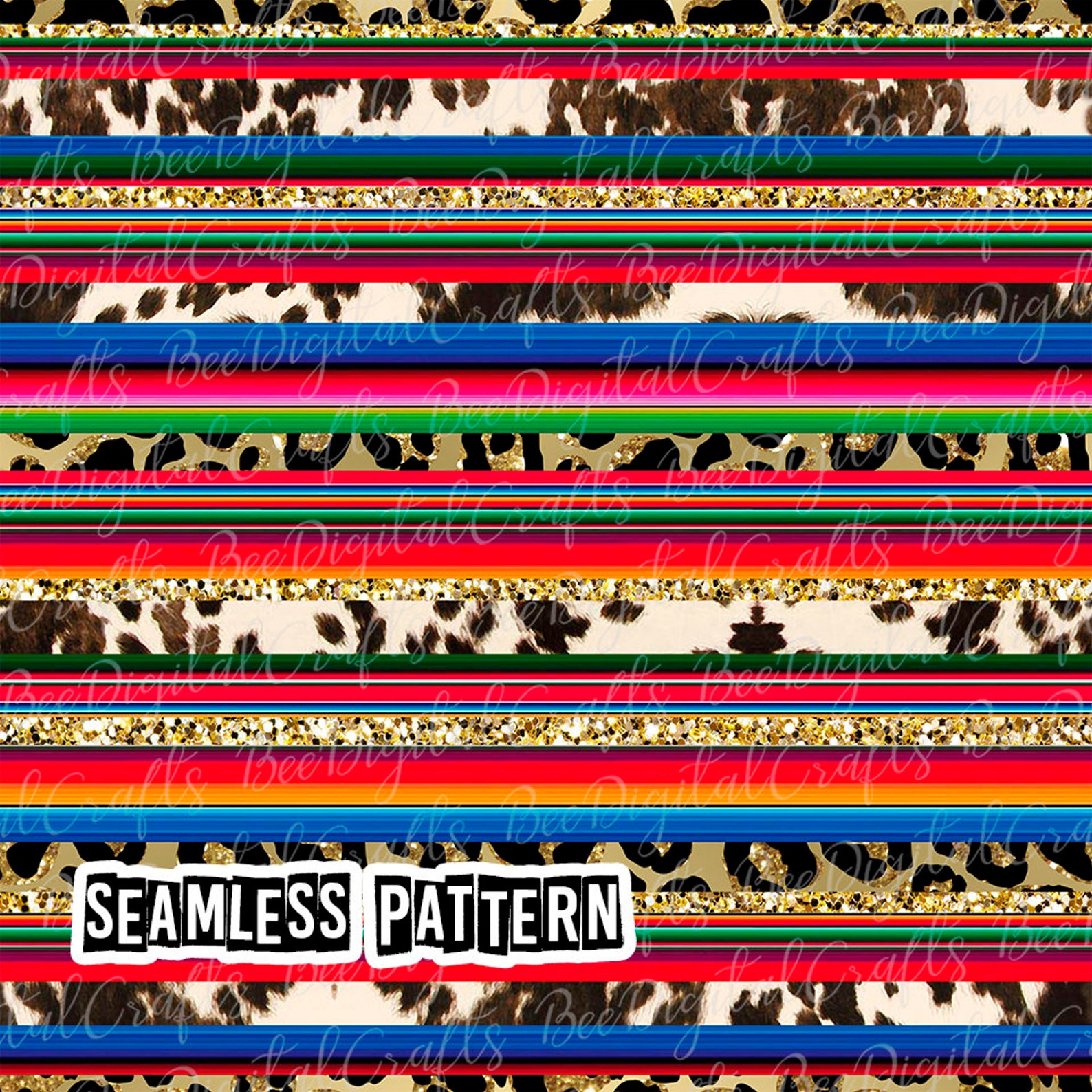 SEAMLESS Pattern Serape Leopard Cowhide Western Digital Fabric | Etsy
