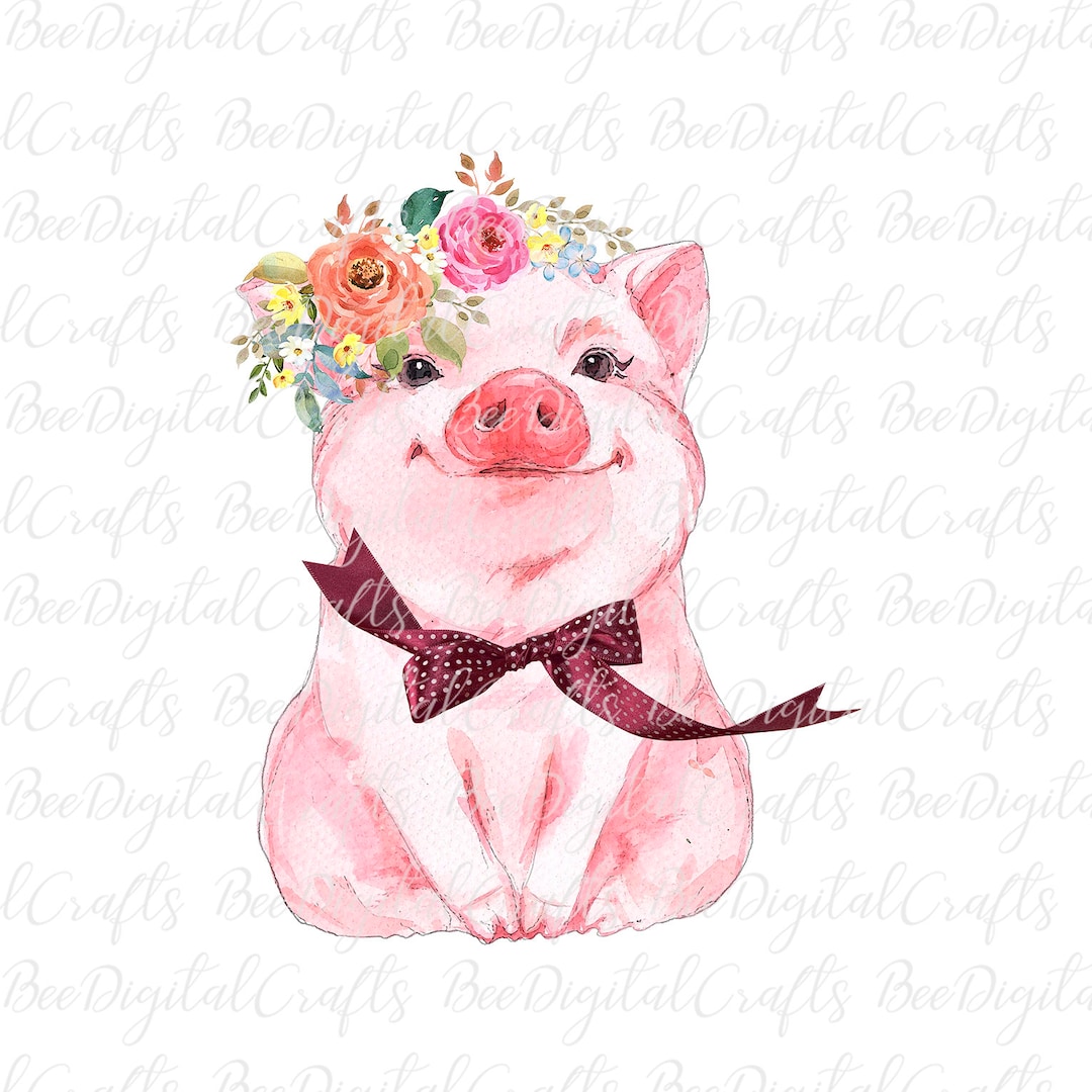 Floral Watercolor Pig Clipart Flowers Pig T-shirt PNG Design ...